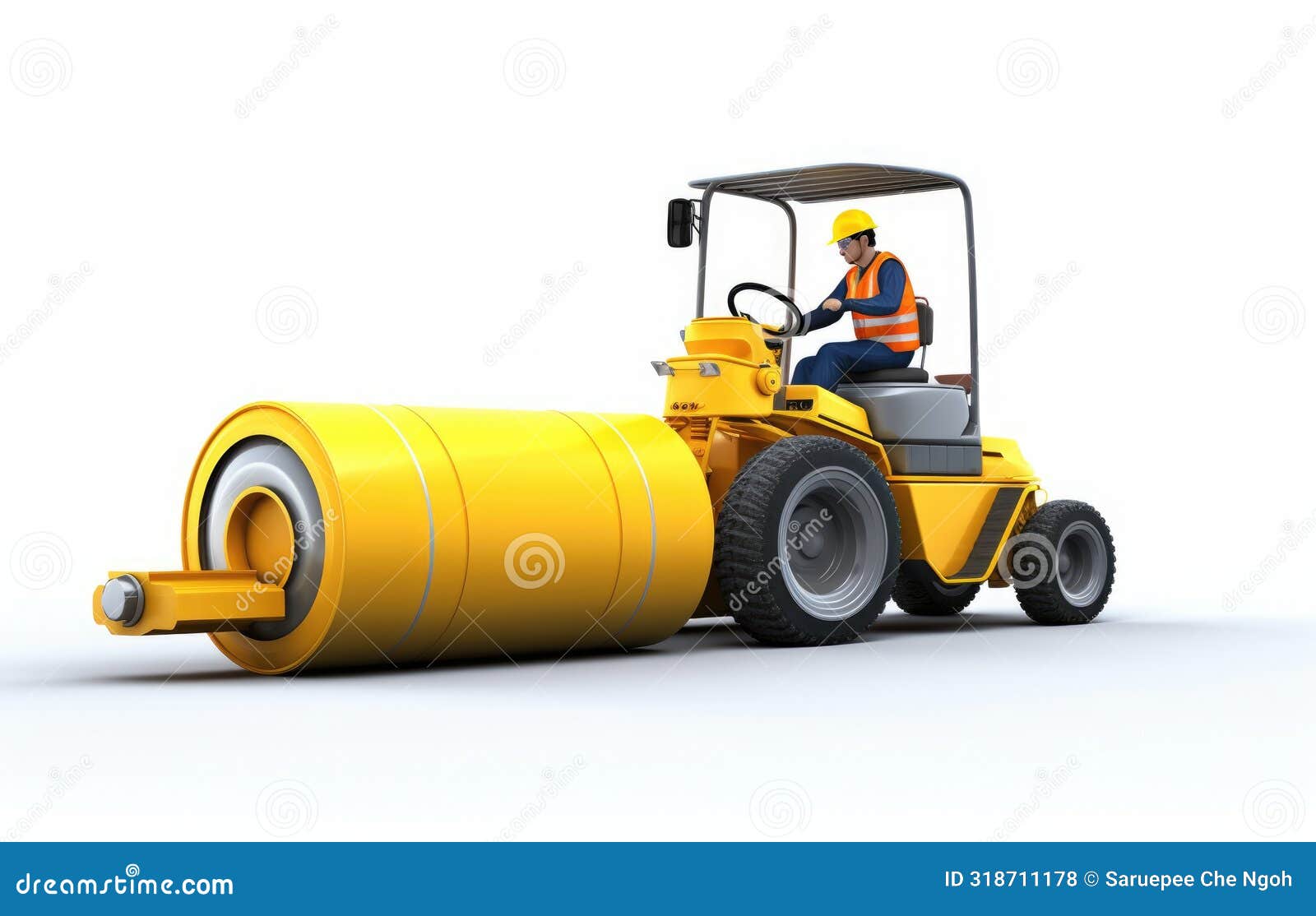 Road Building Construction Site Engineer Work with Worker and Yellow ...