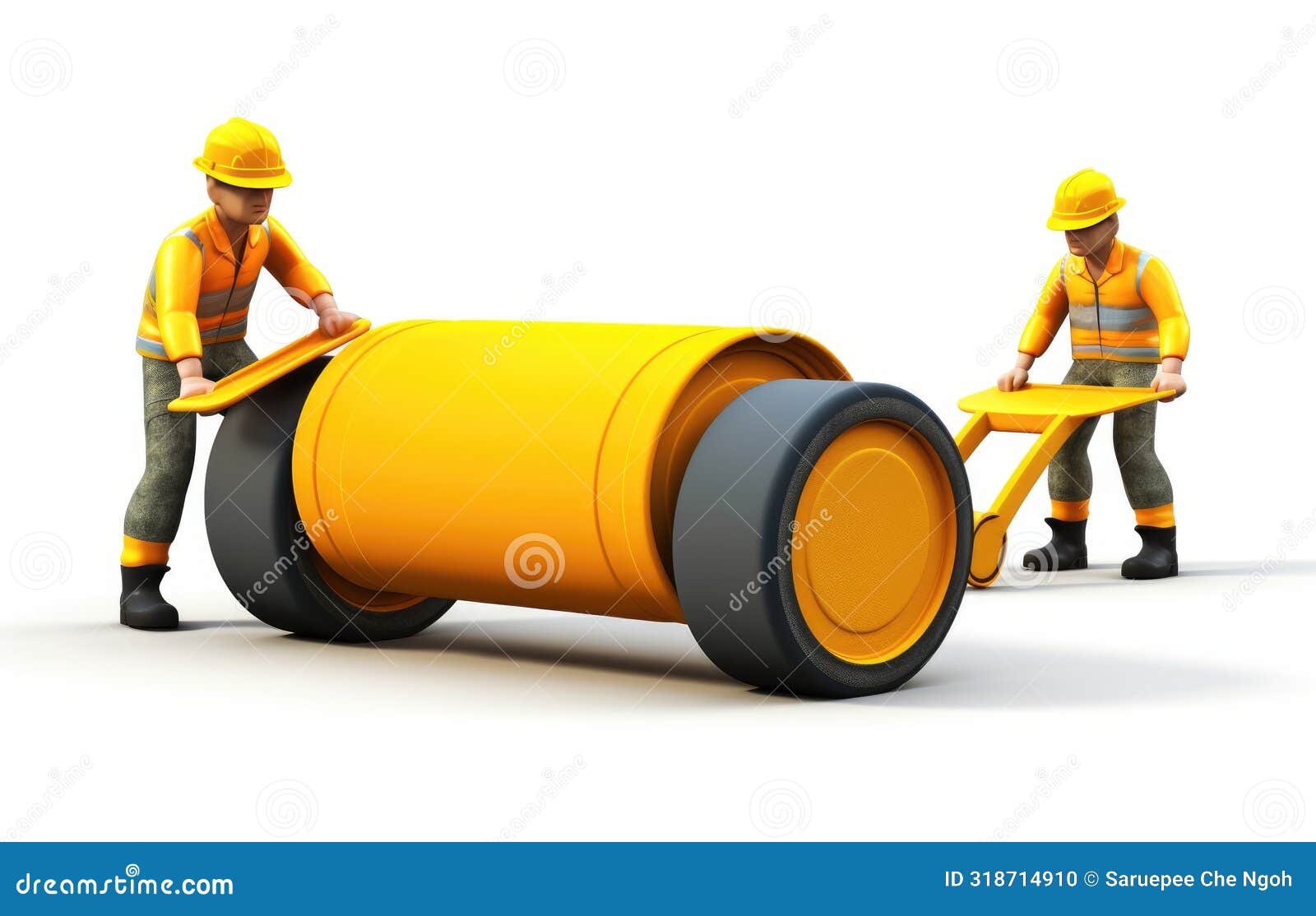 Road Building Construction Site Engineer Work with Worker and Yellow ...