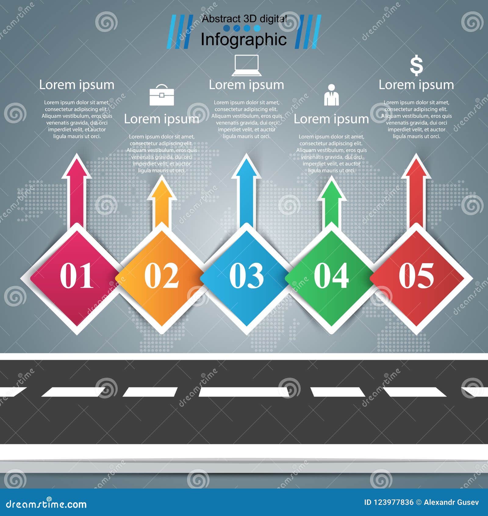 Road, Business Infographic. Five Items. Stock Vector - Illustration of ...