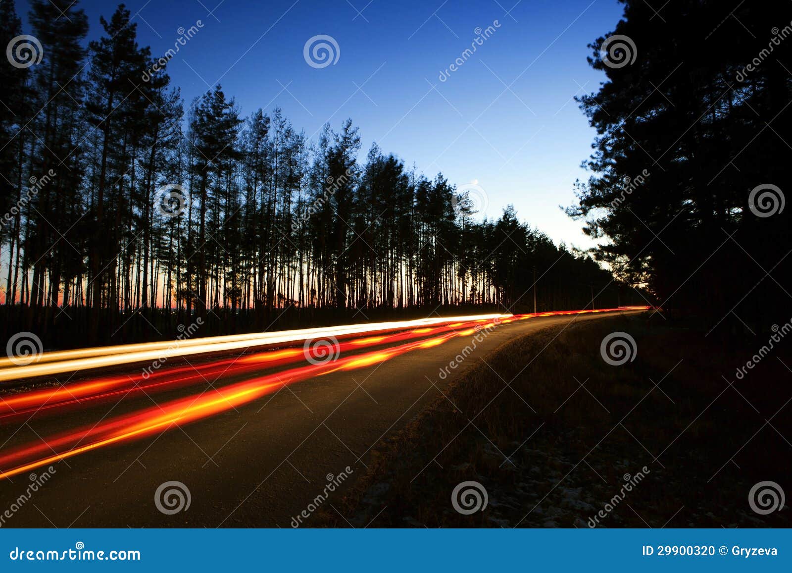 Road with car light trails stock photo. Image of traffic - 29900320