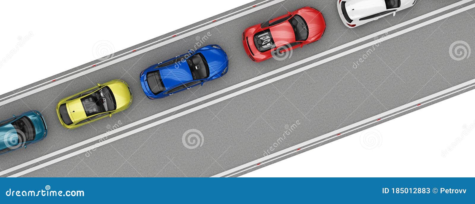 Road with Cars in One Lane Top View Stock Illustration - Illustration ...