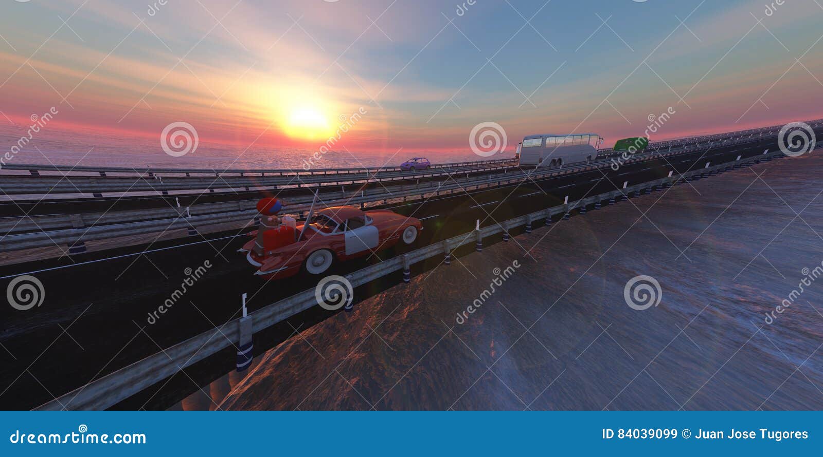 Road with Circulating Vehicles Stock Illustration - Illustration of ...