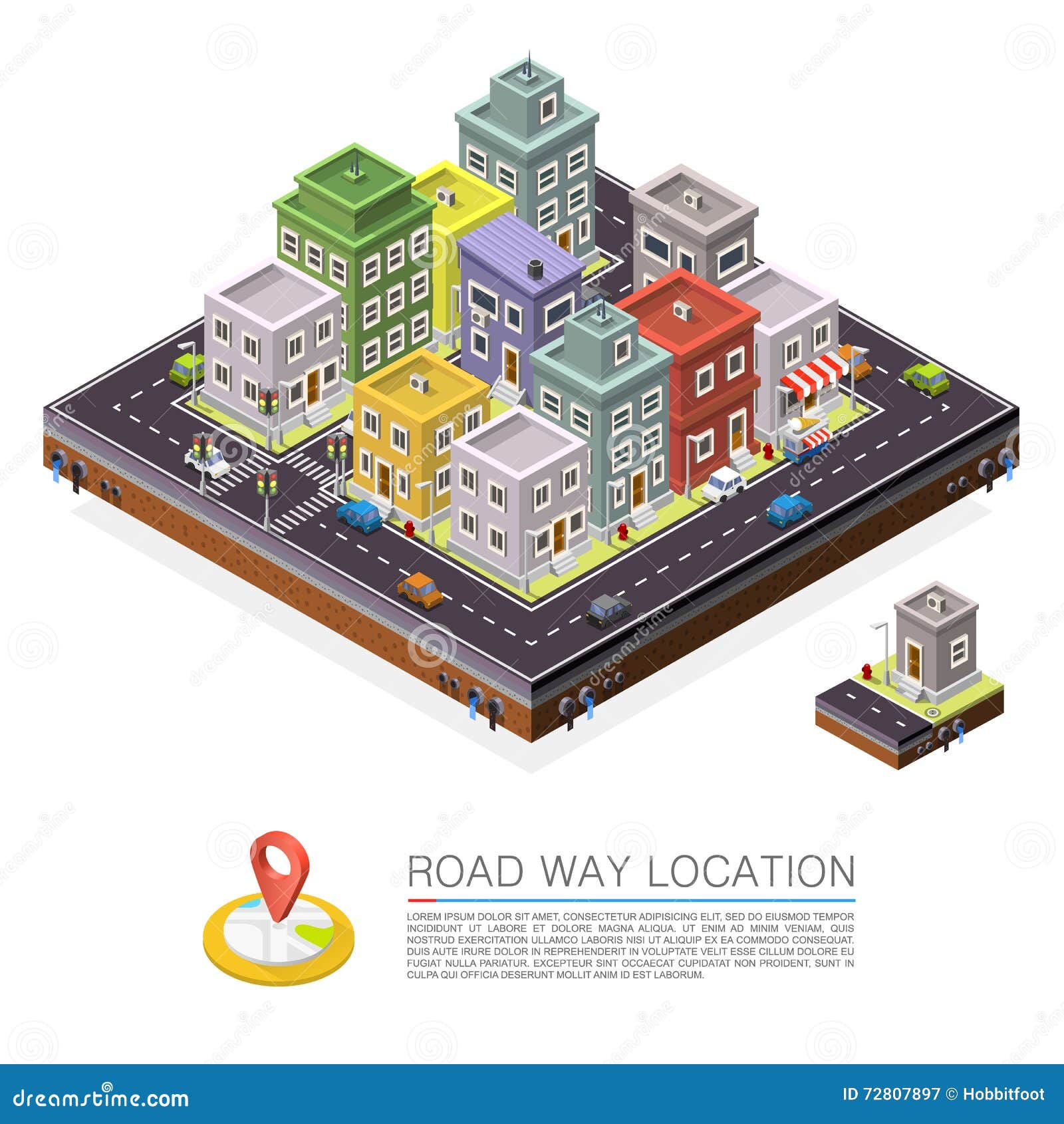Road in the City Isometric, Cityscape Location, Vector Background Stock ...