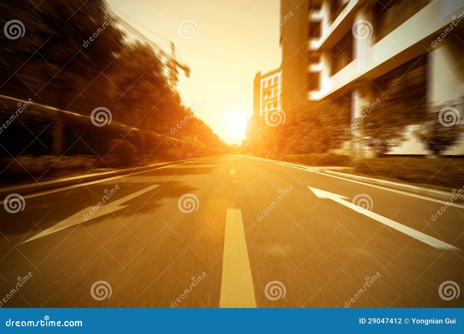 Road in city with sunset stock photo. Image of asphalt - 29047412