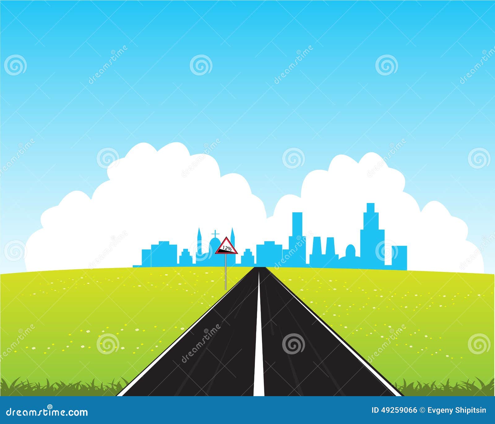Road in city stock vector. Illustration of city, silhouette - 49259066