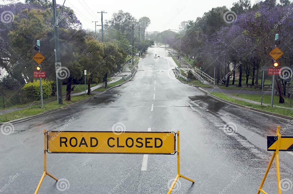 Road closed stock image. Image of floodway, alert, water - 16540061