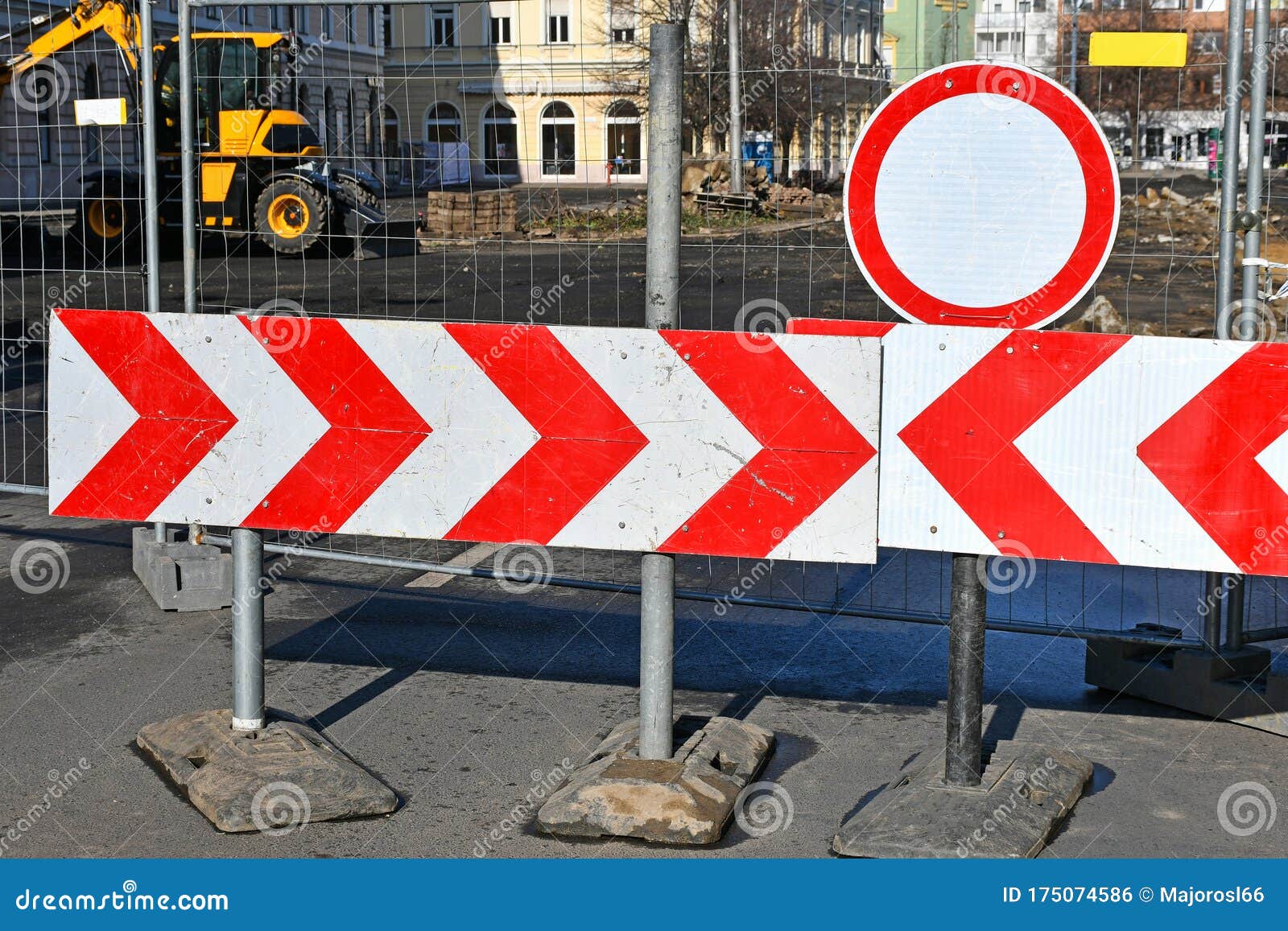 Road Closed with Arrow Sings in the City Stock Photo - Image of empty ...