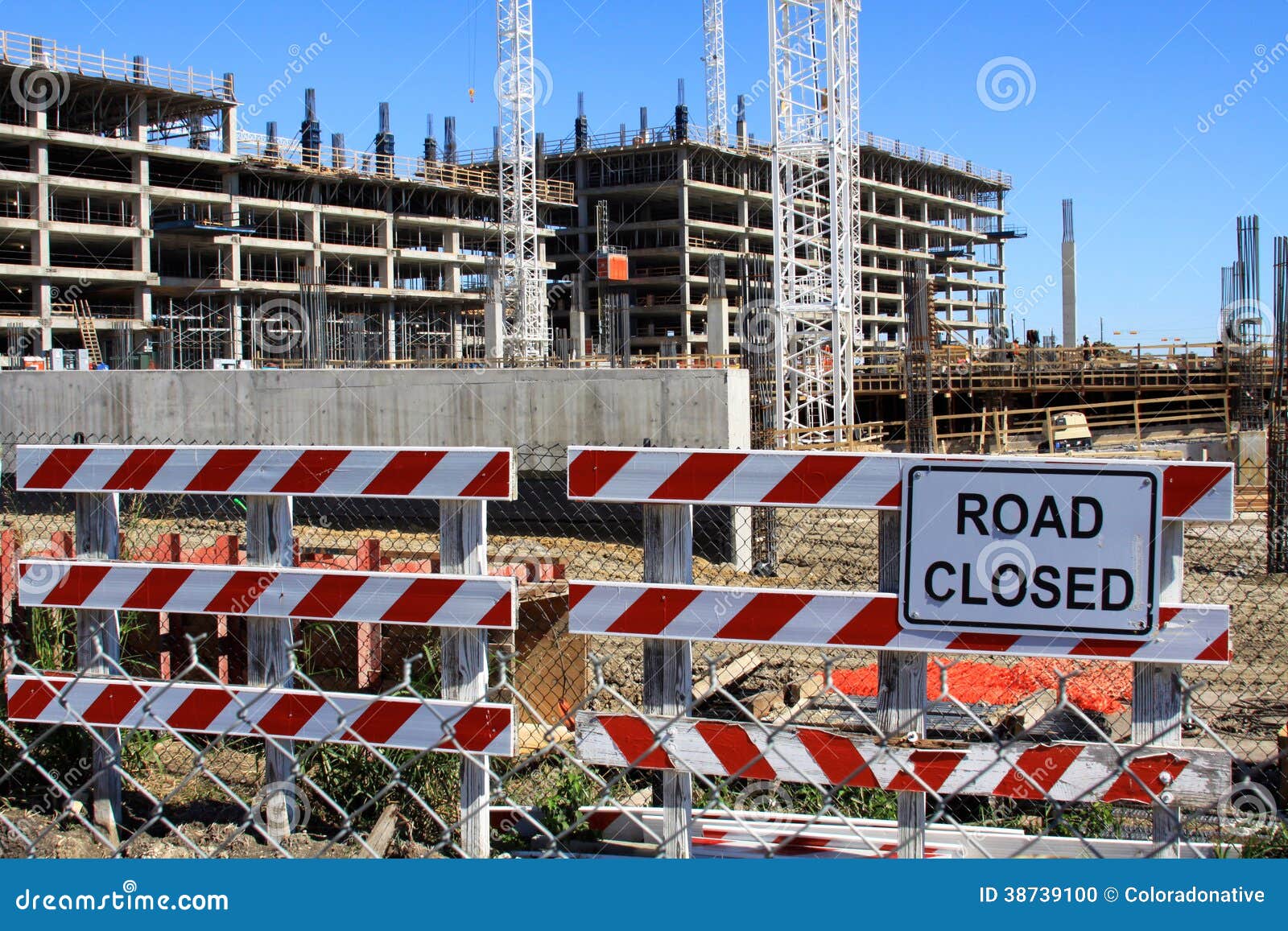 Road Closed Sign Construction Site Stock Photo - Image of concrete ...
