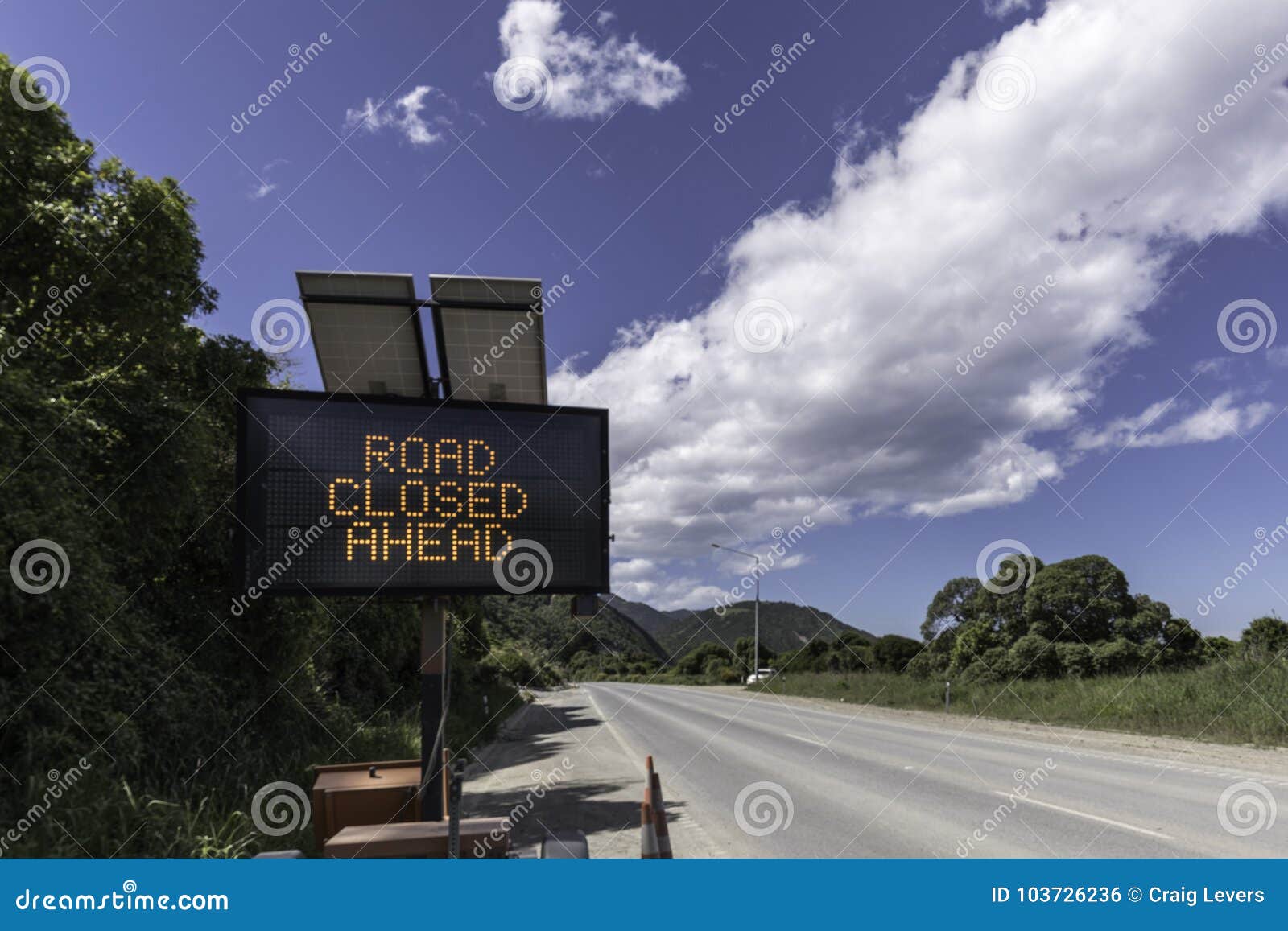 Road Closed in Lights stock photo. Image of roading - 103726236