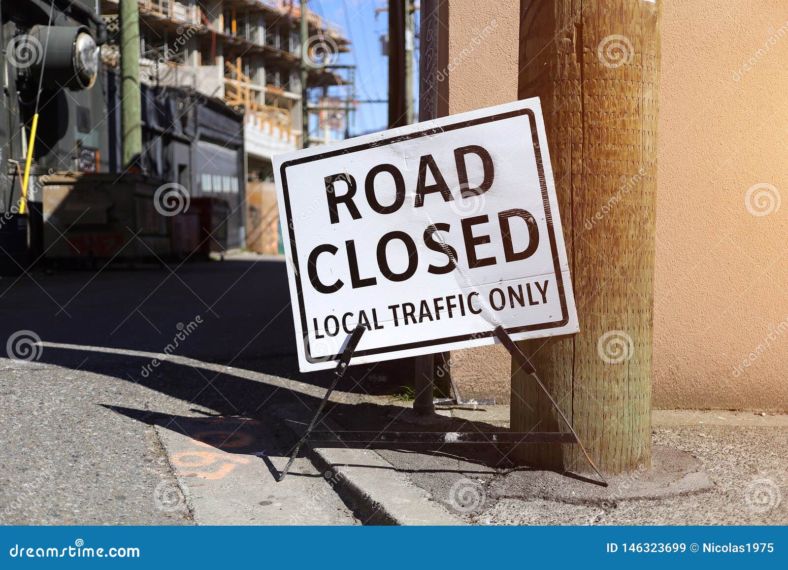 Road Closed Local Traffic only Sign Stock Image - Image of blue ...