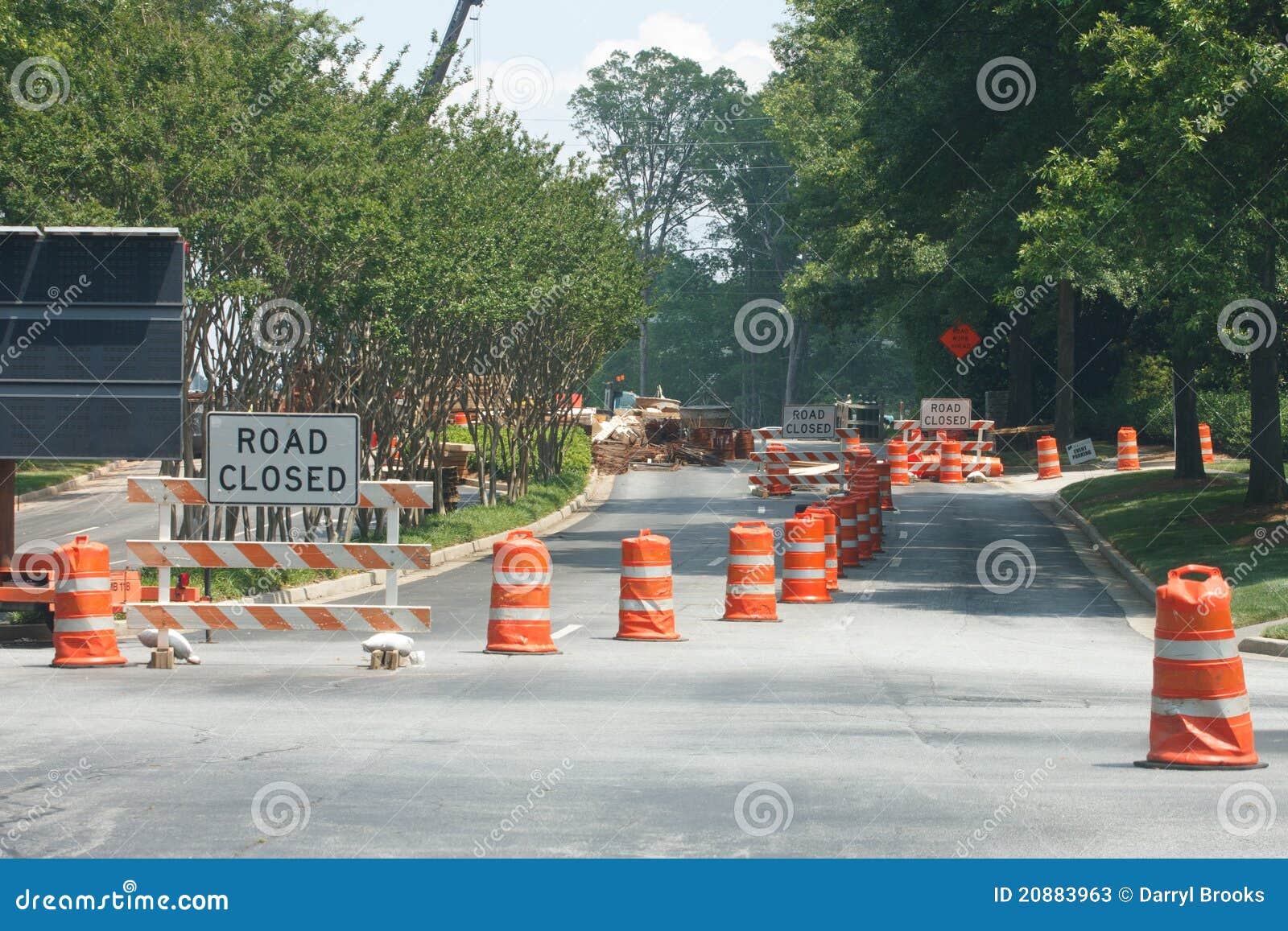 Road Closed at New Construction Stock Image - Image of warning, site ...