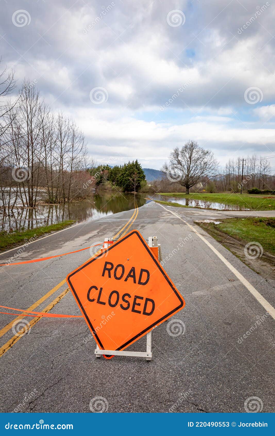 Road Closed Sign with Flood Road Ahead Stock Image - Image of sign ...