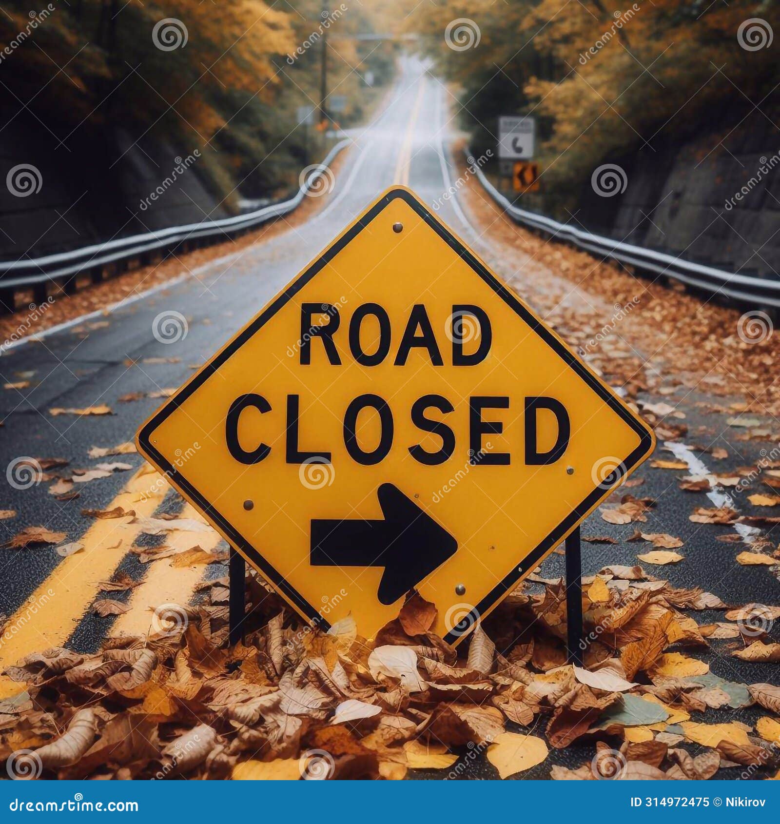 Road Closed Sign on the Road. Generated AI Stock Illustration ...
