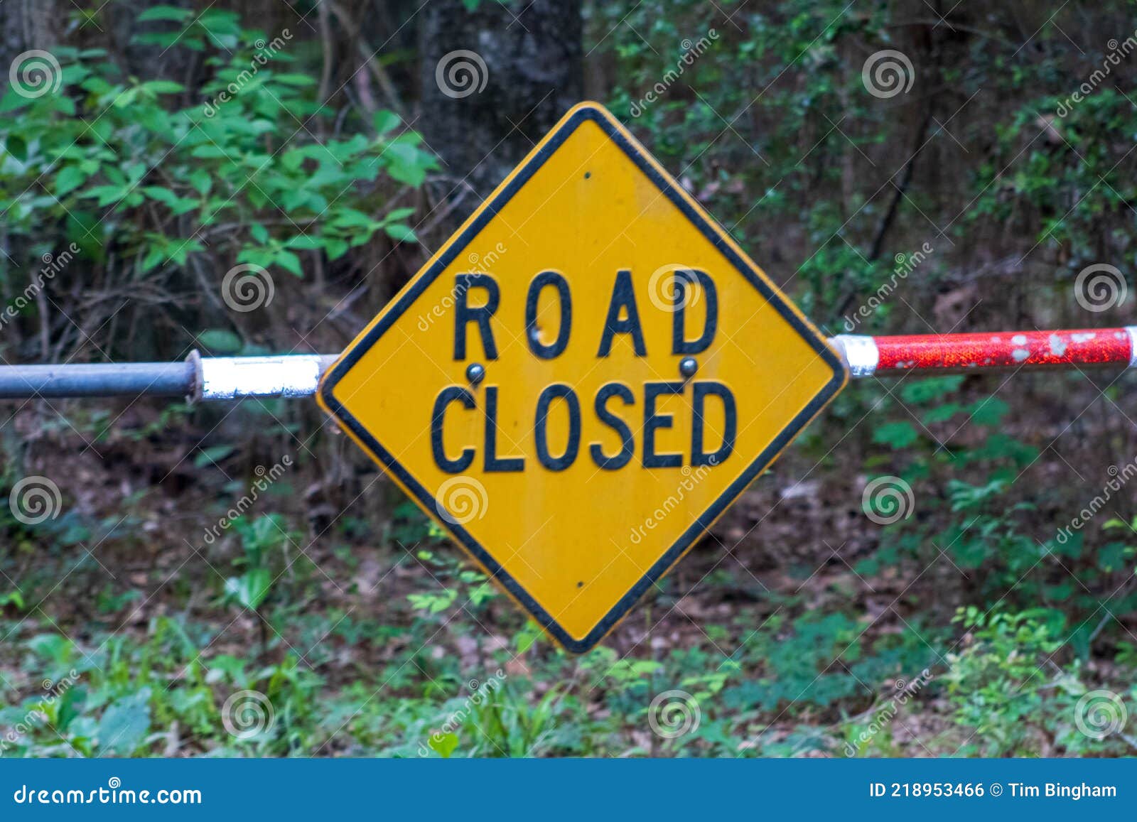 Road Closed Sign on Pipe Gate Stock Photo - Image of black, pipe: 218953466