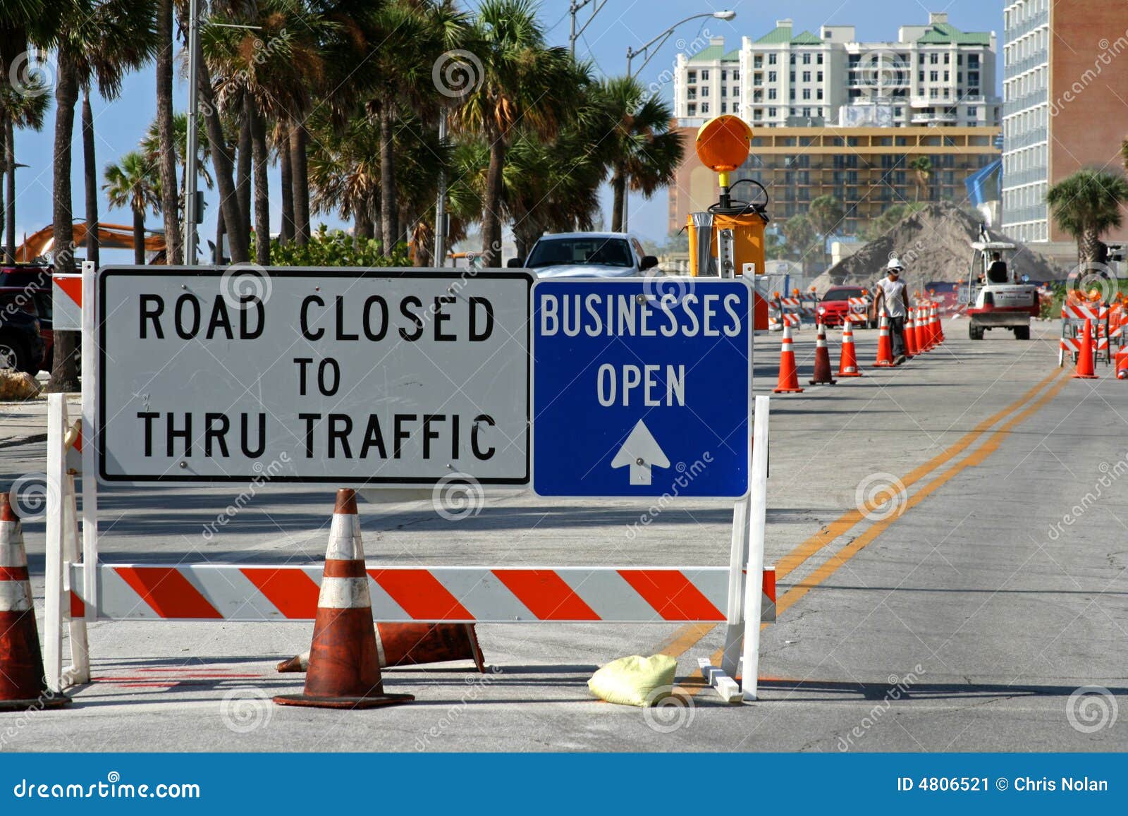 Road Closed Sign and Road Construction Stock Image - Image of pavement ...
