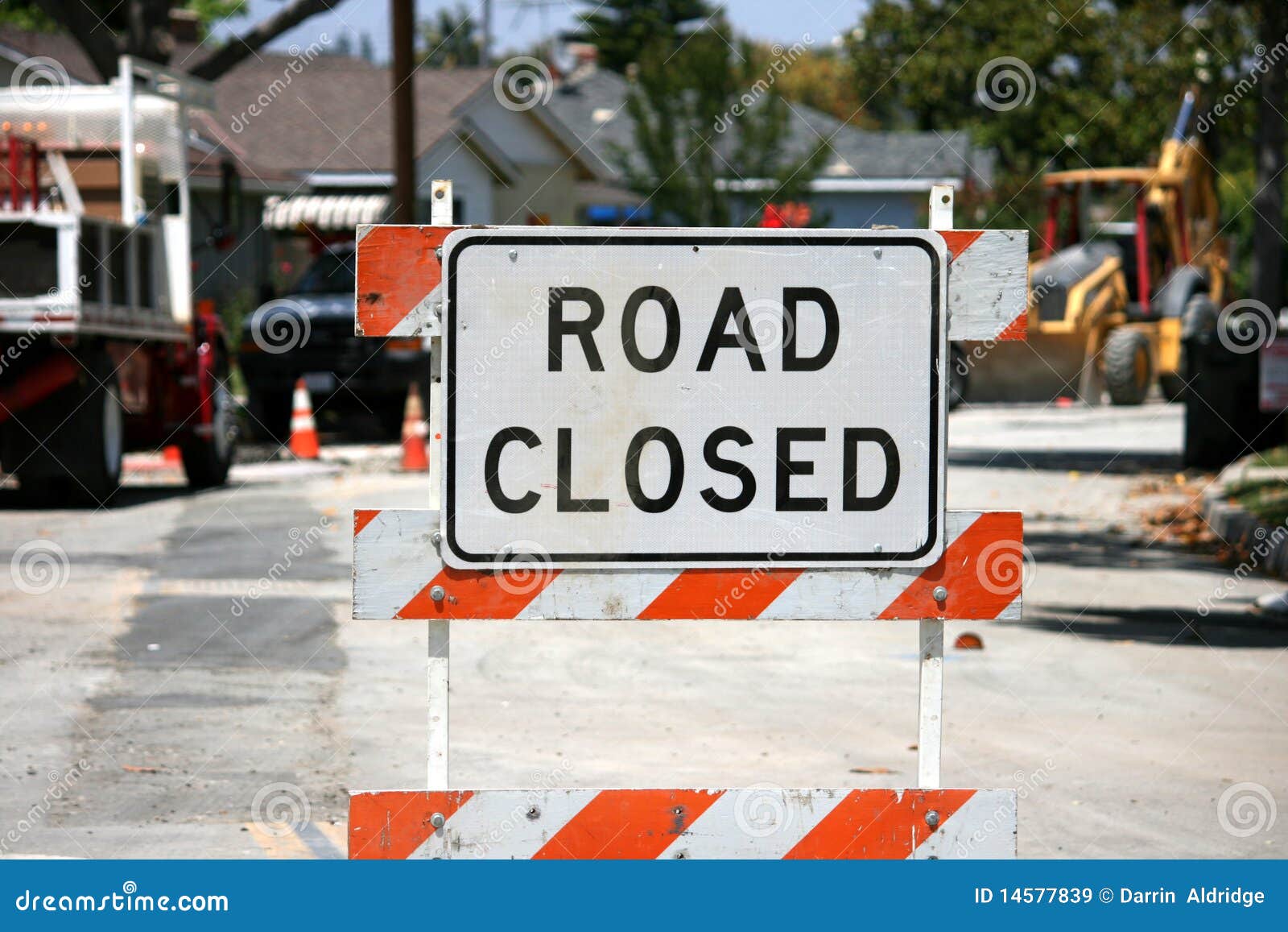 Road closed sign on street stock image. Image of background - 14577839