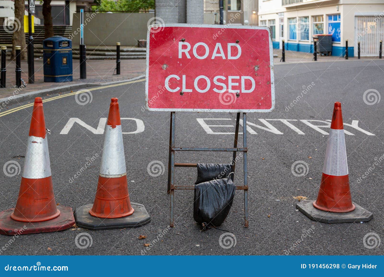 A Road Closed Sign and Traffic Cones Stock Photo - Image of boundary ...