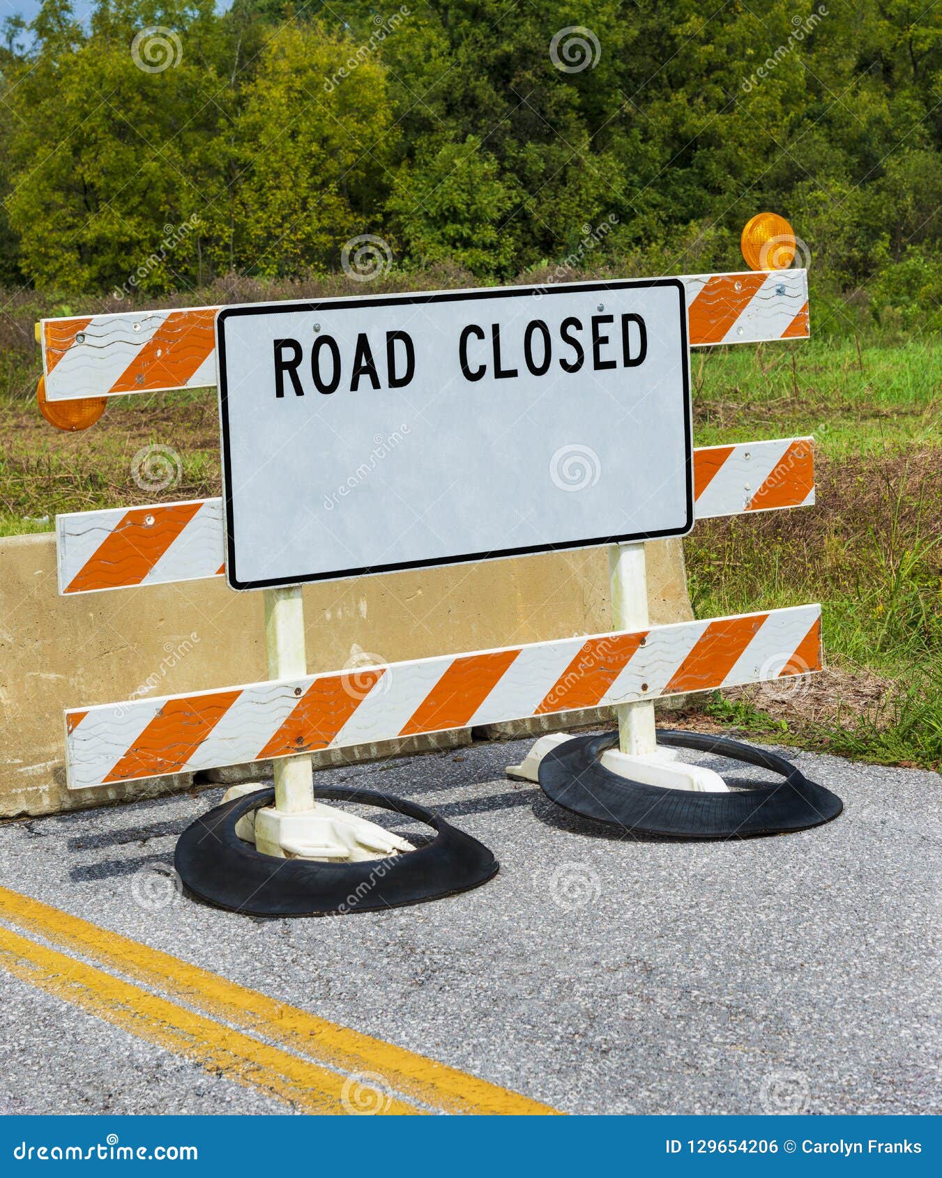 Road Closed Sign stock photo. Image of space, reflector - 129654206