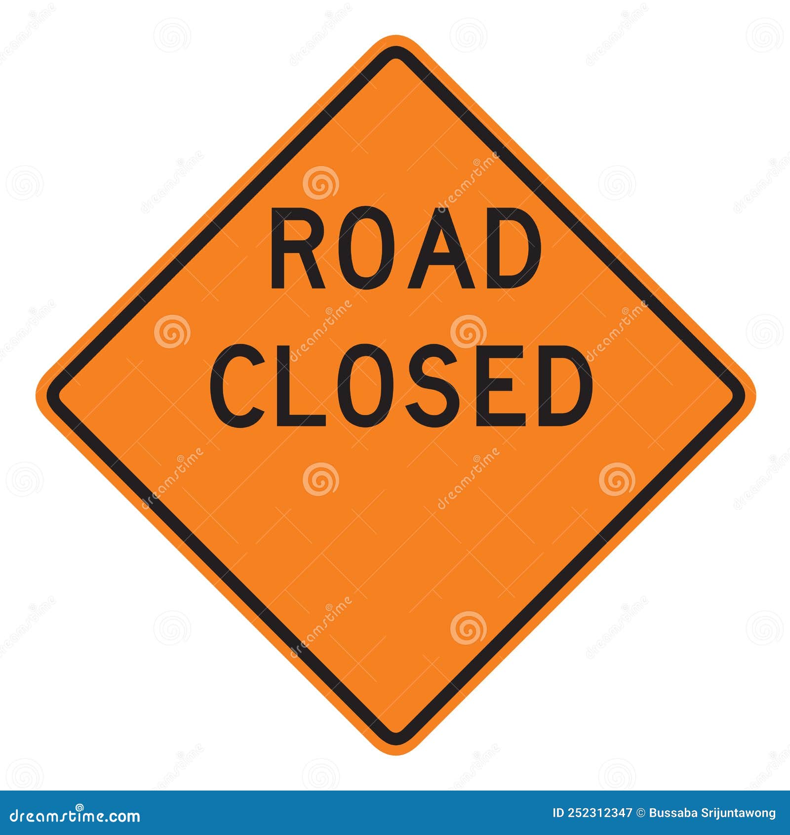 Road Closed Traffic Sign on White Stock Illustration - Illustration of ...