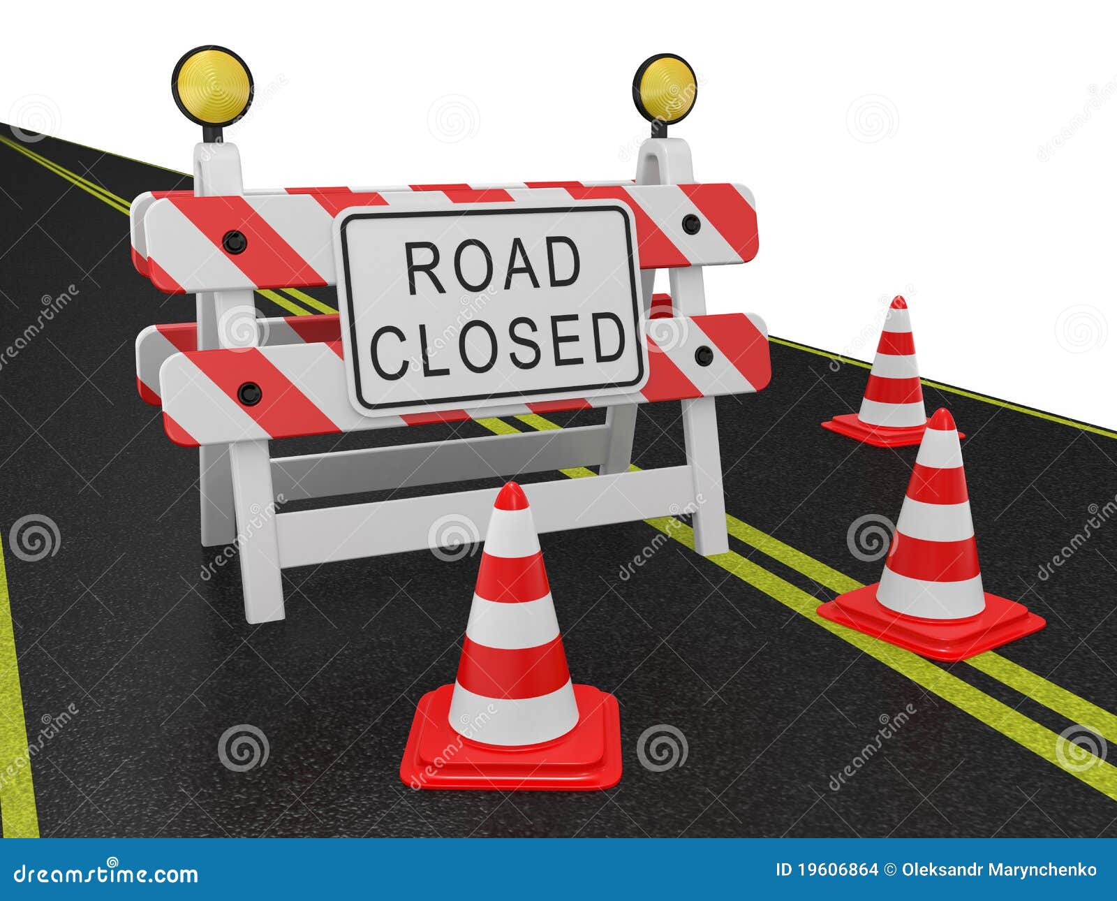 Road closed warning sign stock illustration. Illustration of site ...