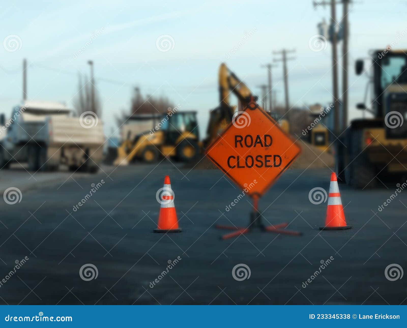 Road Closed for Work Construction Stock Photo - Image of sign, excavate ...