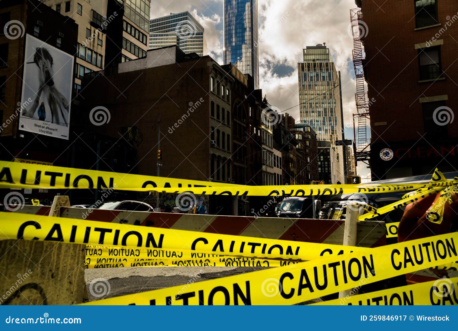 Road Closure with Caution Tapes Editorial Photography - Image of slow ...