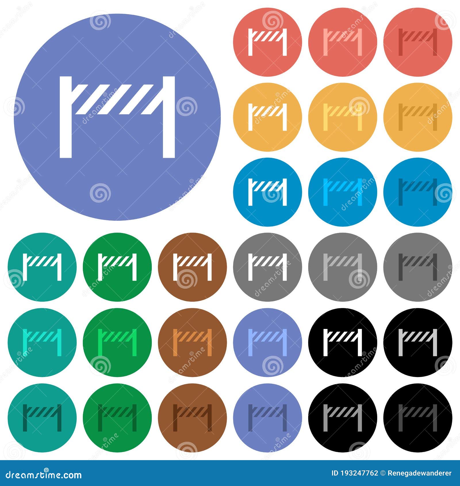 Road Closure Fence Engraved Icons On Edged Square Buttons Cartoon ...