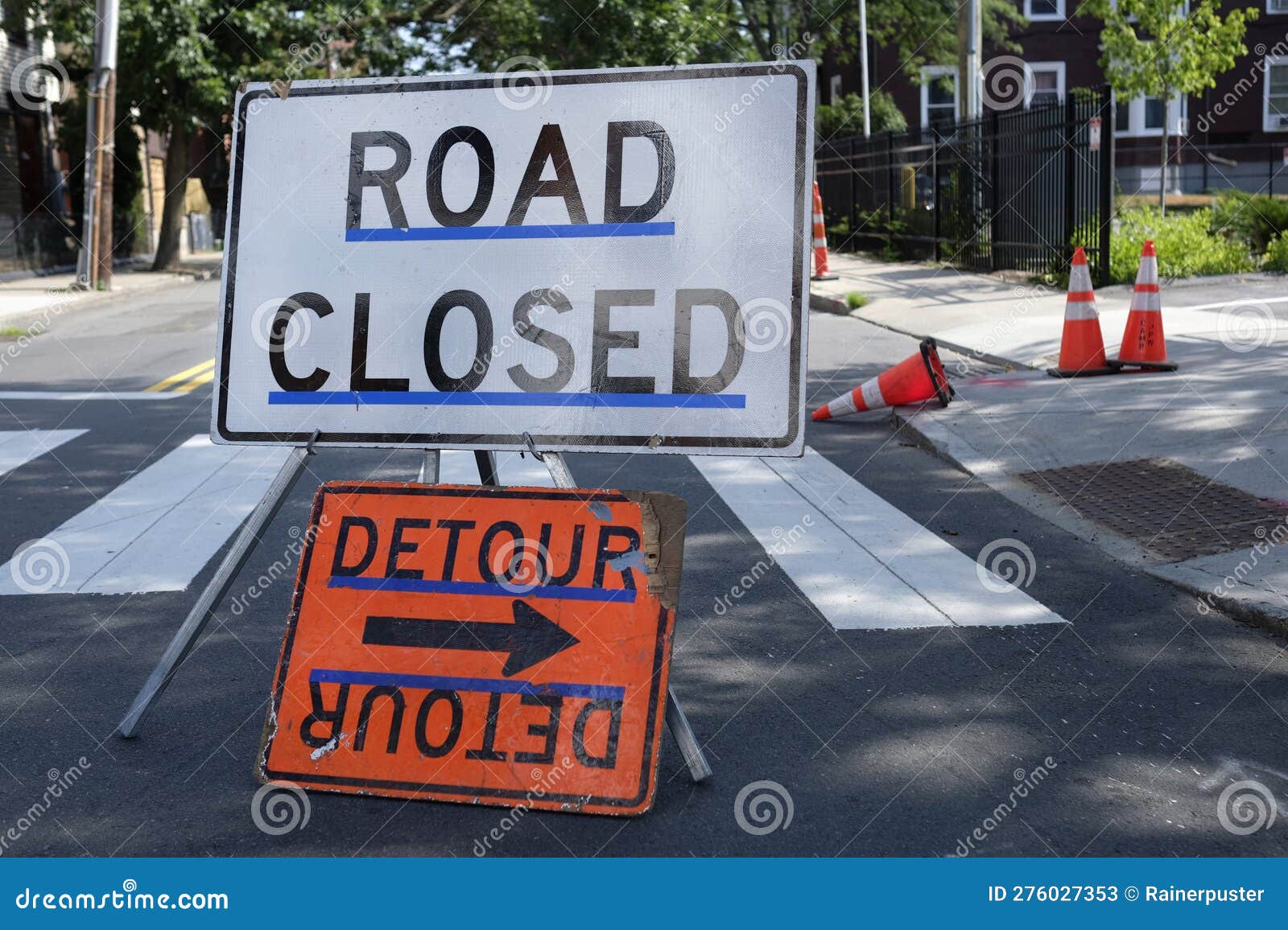 Road Closure Sign during Road Work Stock Image - Image of street ...