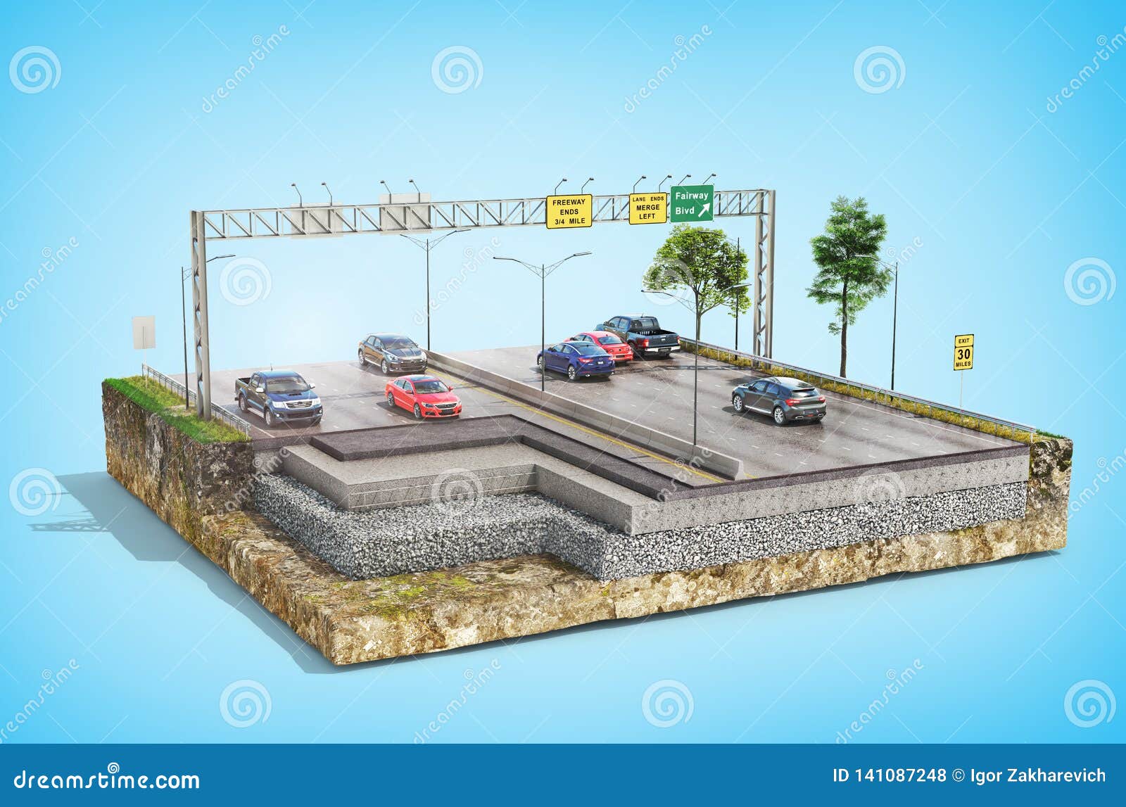 Road Coat Structure. Piece of Road with Layers Stock Illustration ...