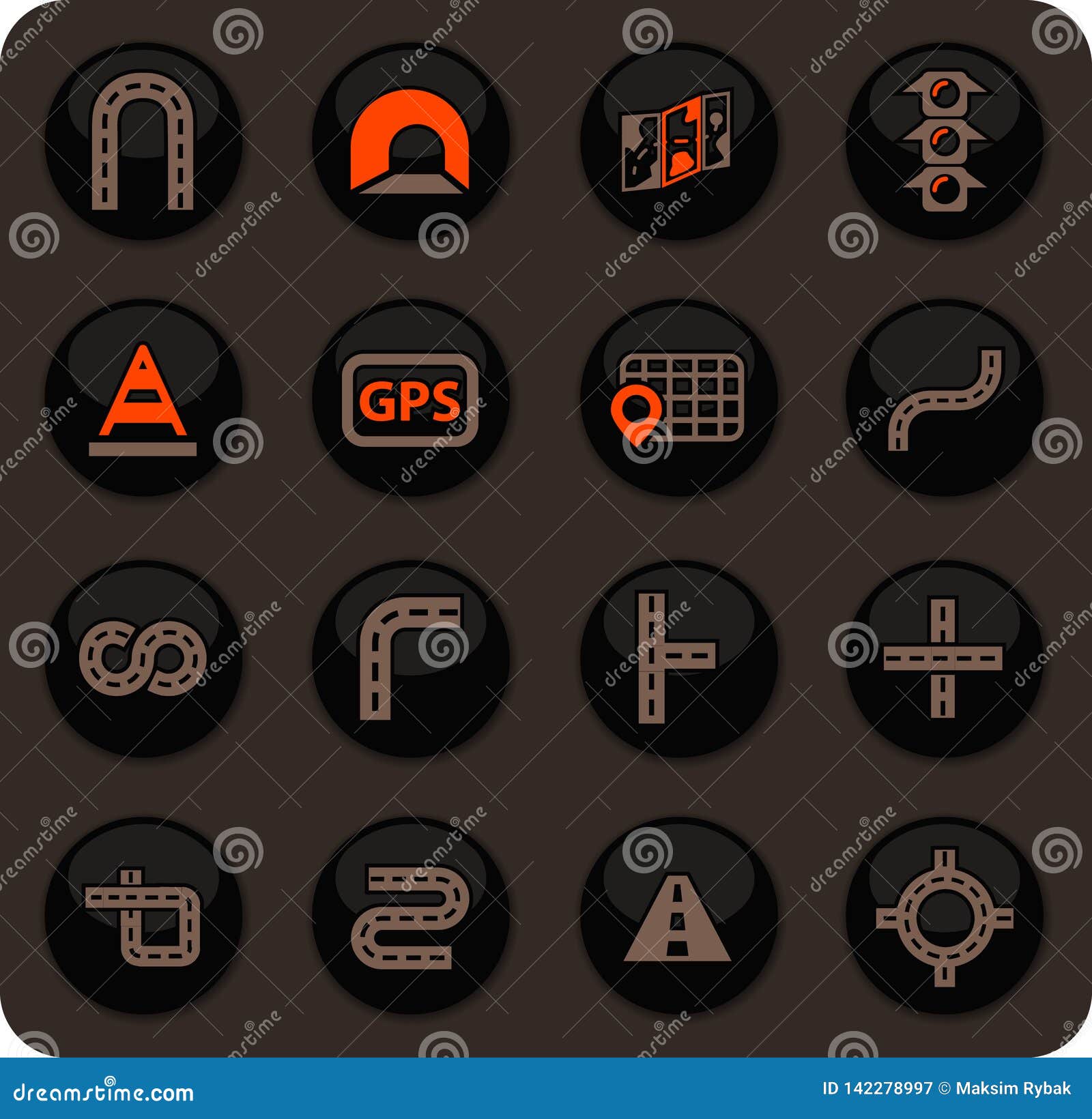 Road icons set stock vector. Illustration of receiver - 142278997