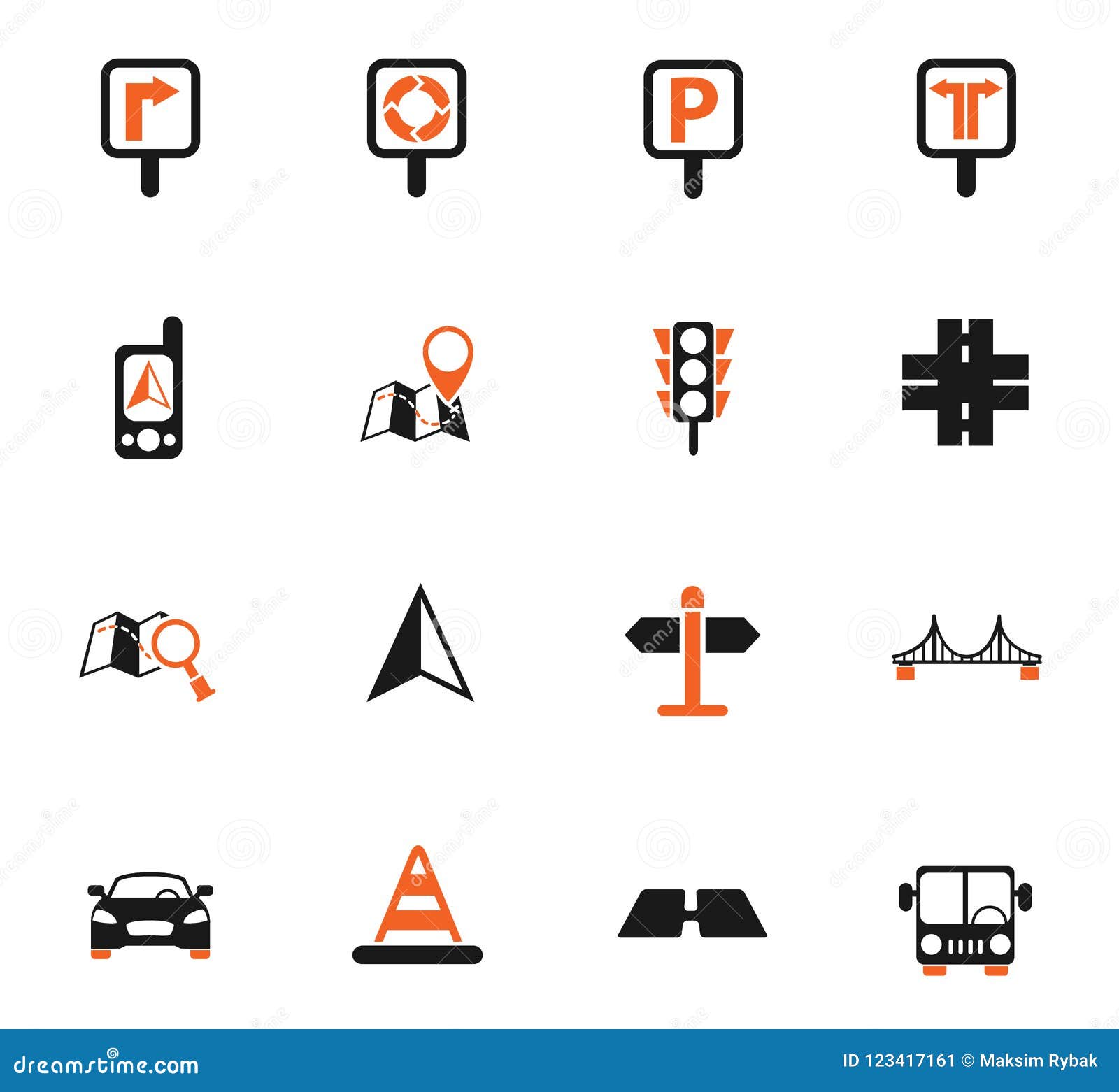 Road icon set stock illustration. Illustration of vector - 123417161