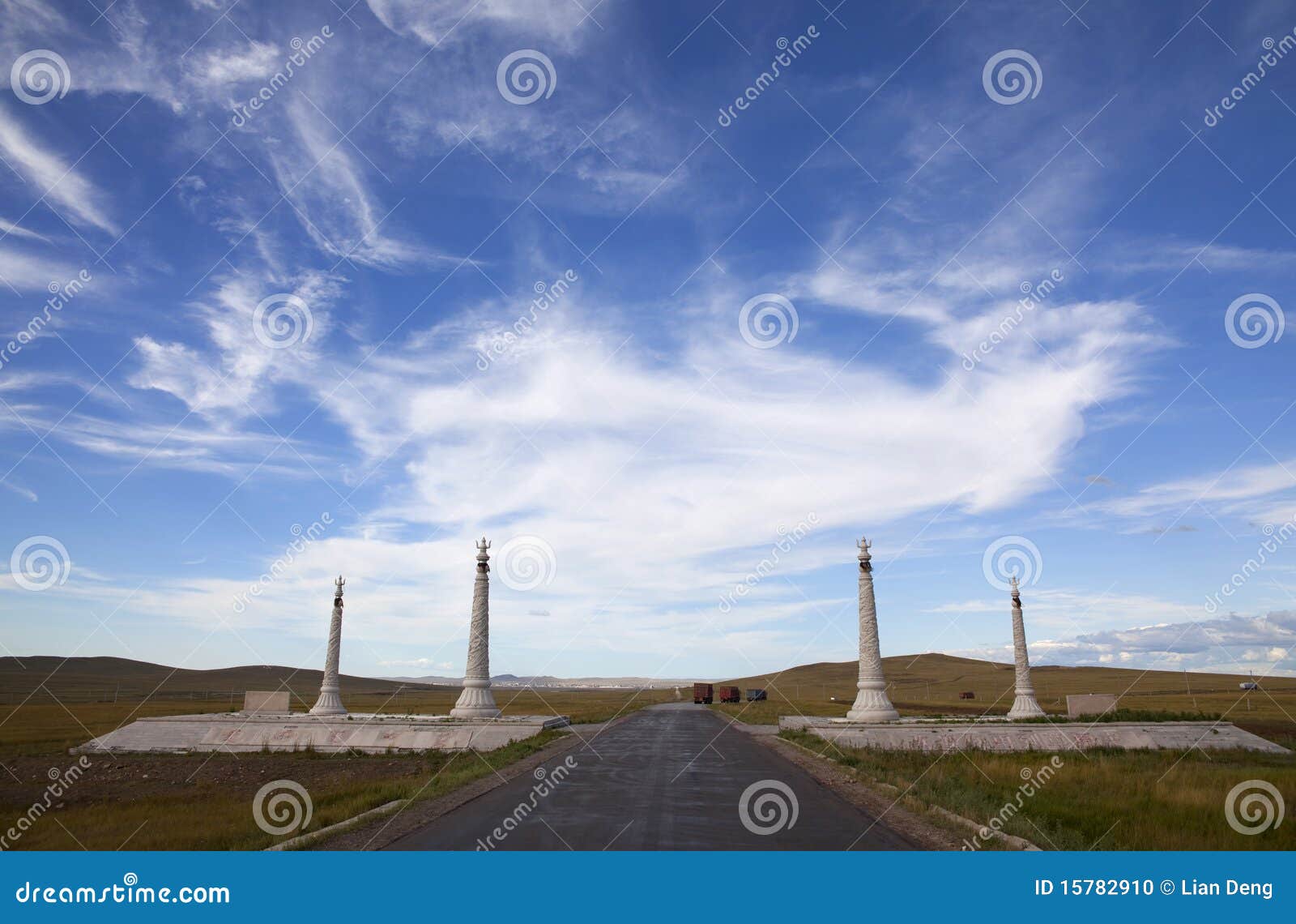 Road and columns stock photo. Image of remote, vehicle - 15782910