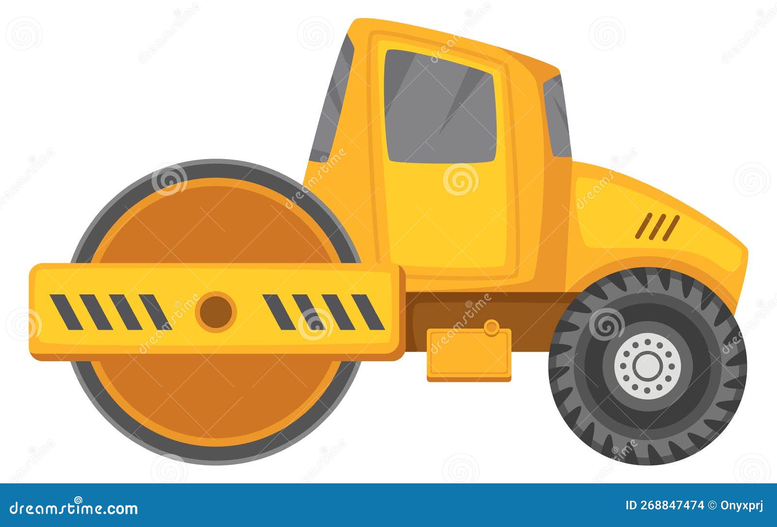 Road Compactor Icon. Cartoon Construction Machine Side View Stock ...