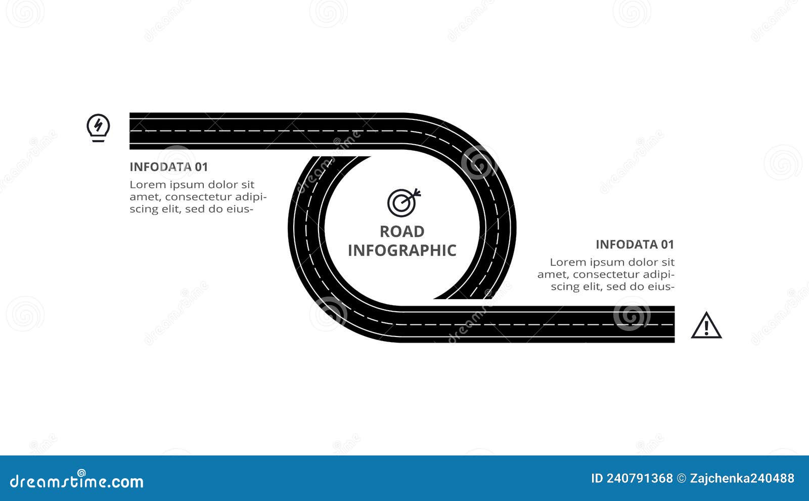 Road Concept for Infographic with 2 Steps, Options, Parts or Processes ...