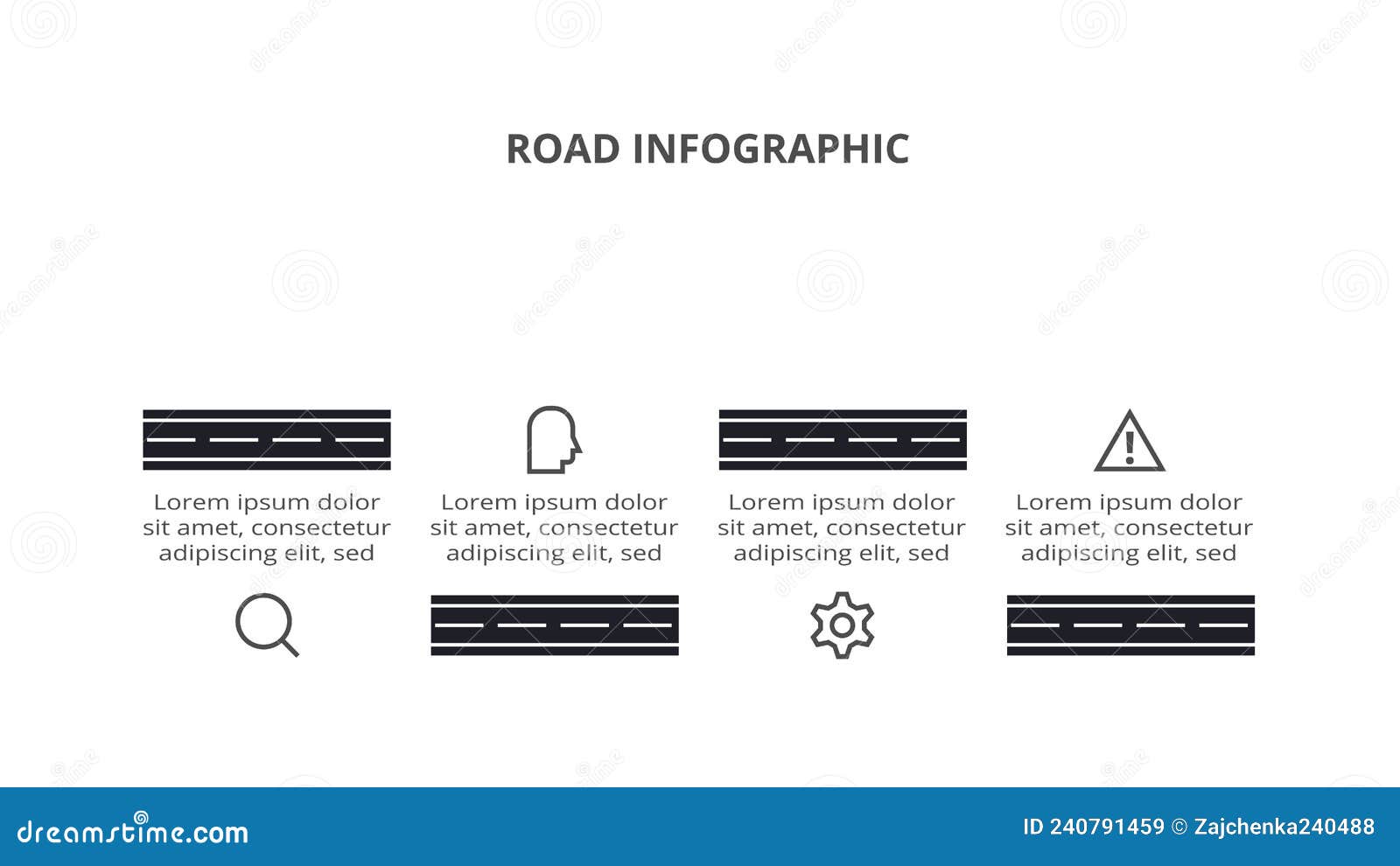 Road Concept for Infographic with 4 Steps, Options, Parts or Processes ...