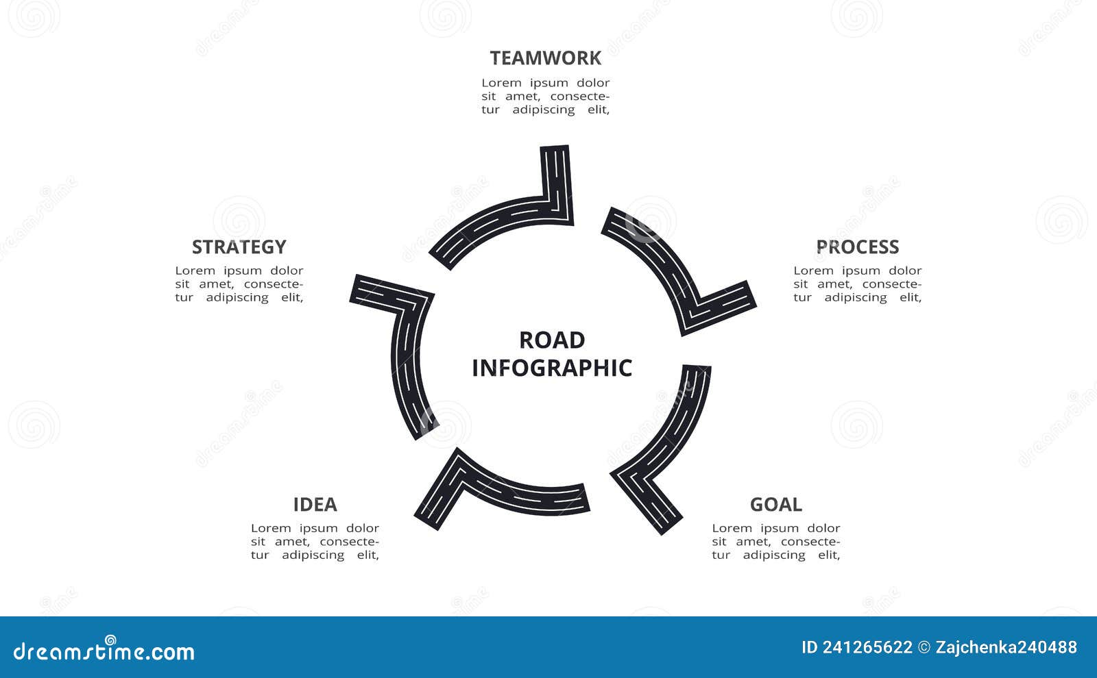 Road Concept for Infographic with 5 Steps, Options, Parts or Processes ...