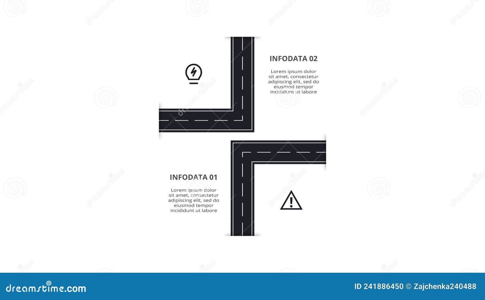 Road Concept for Infographic with 2 Steps, Options, Parts or Processes ...