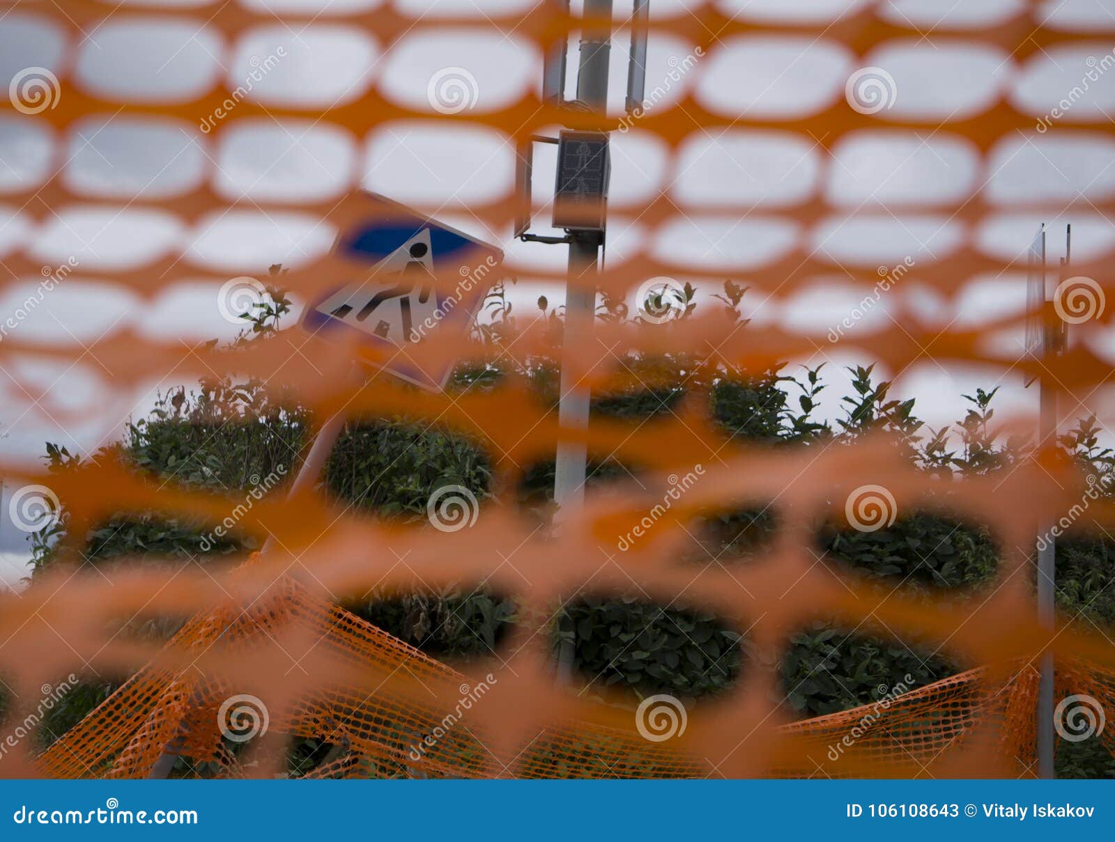 High in Road Concrete Work Fencing Stock Image - Image of worker ...