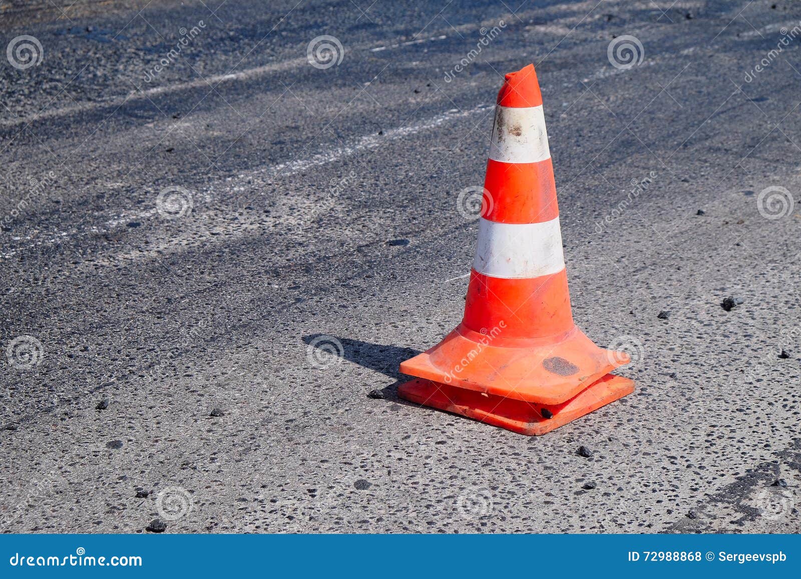Road cone on asphalt road stock photo. Image of white - 72988868