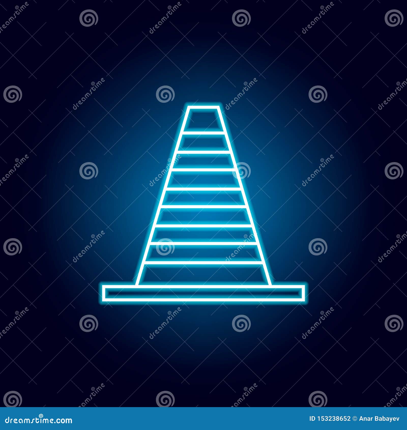 Road Cone Icon in Blue Neon Style. Element of Racing for Mobile Concept ...
