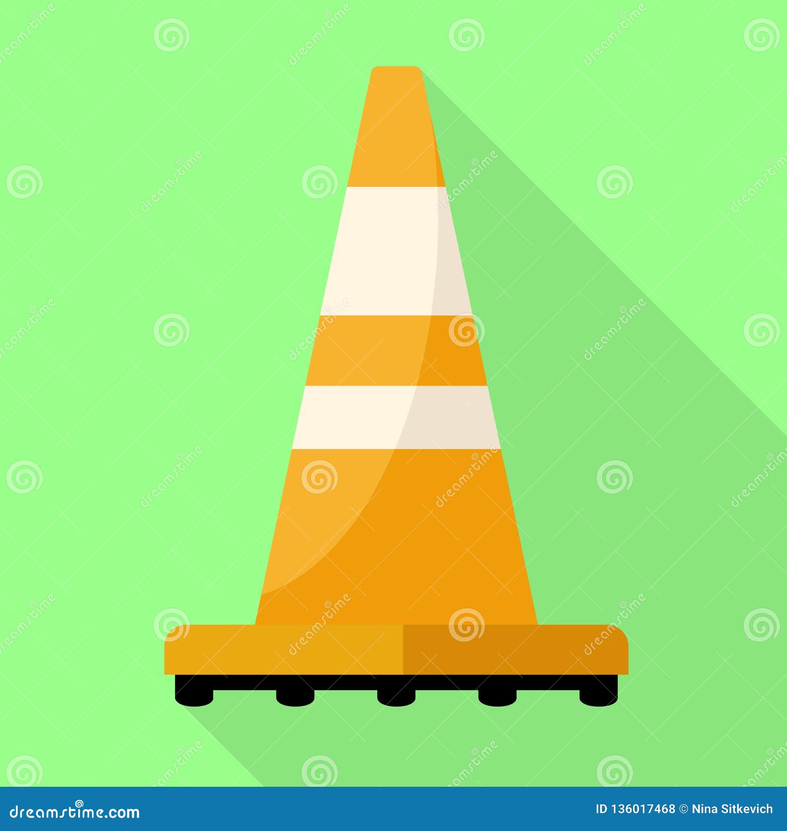 Road cone icon, flat style stock vector. Illustration of plastic ...