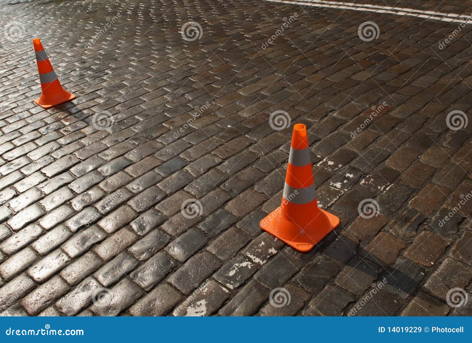 Road Cone on road. stock image. Image of cordon, sidewalk - 14019229