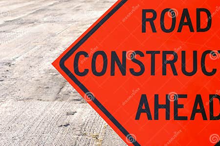 Road Construction Ahead stock image. Image of street, backlit - 1079261
