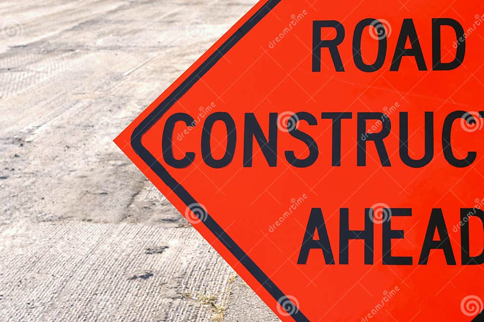 Road Construction Ahead stock image. Image of street, backlit - 1079261