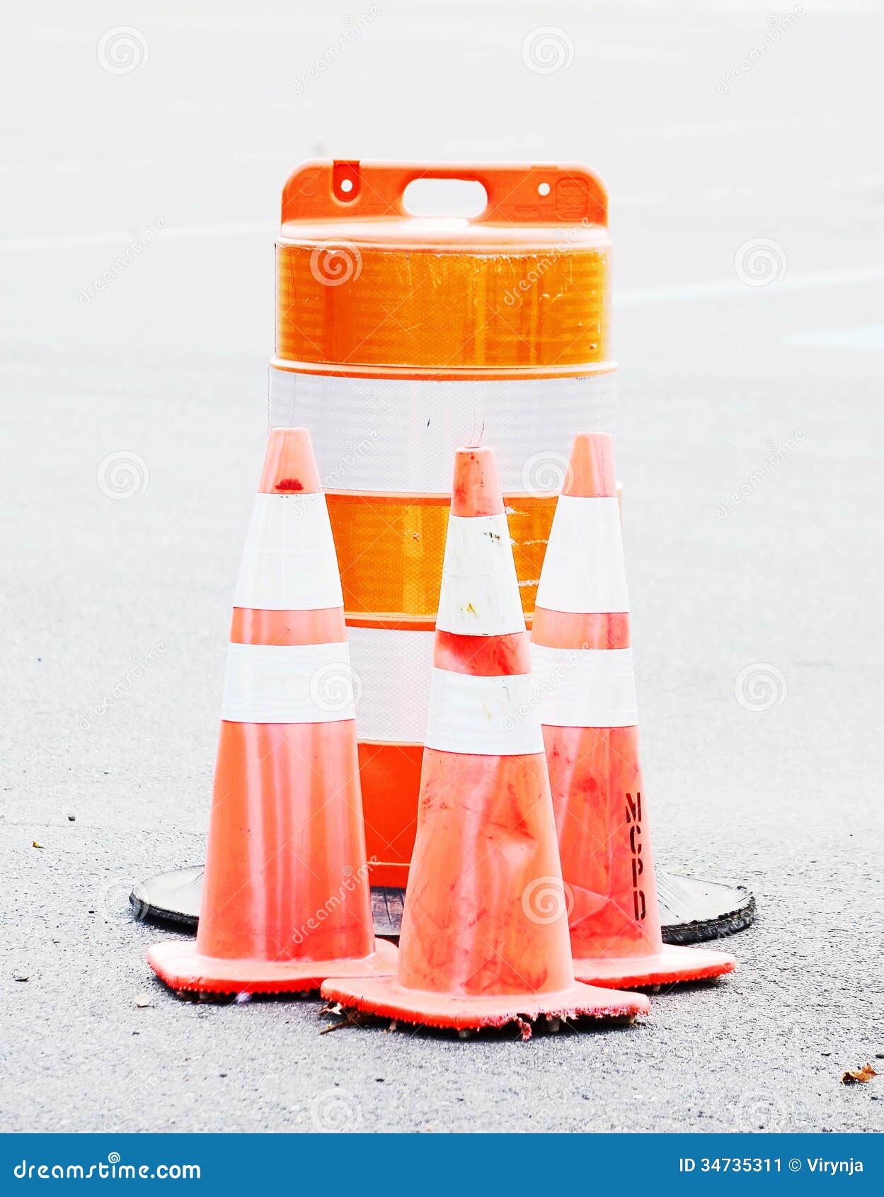 Road Construction Barrel stock image. Image of street - 34735311