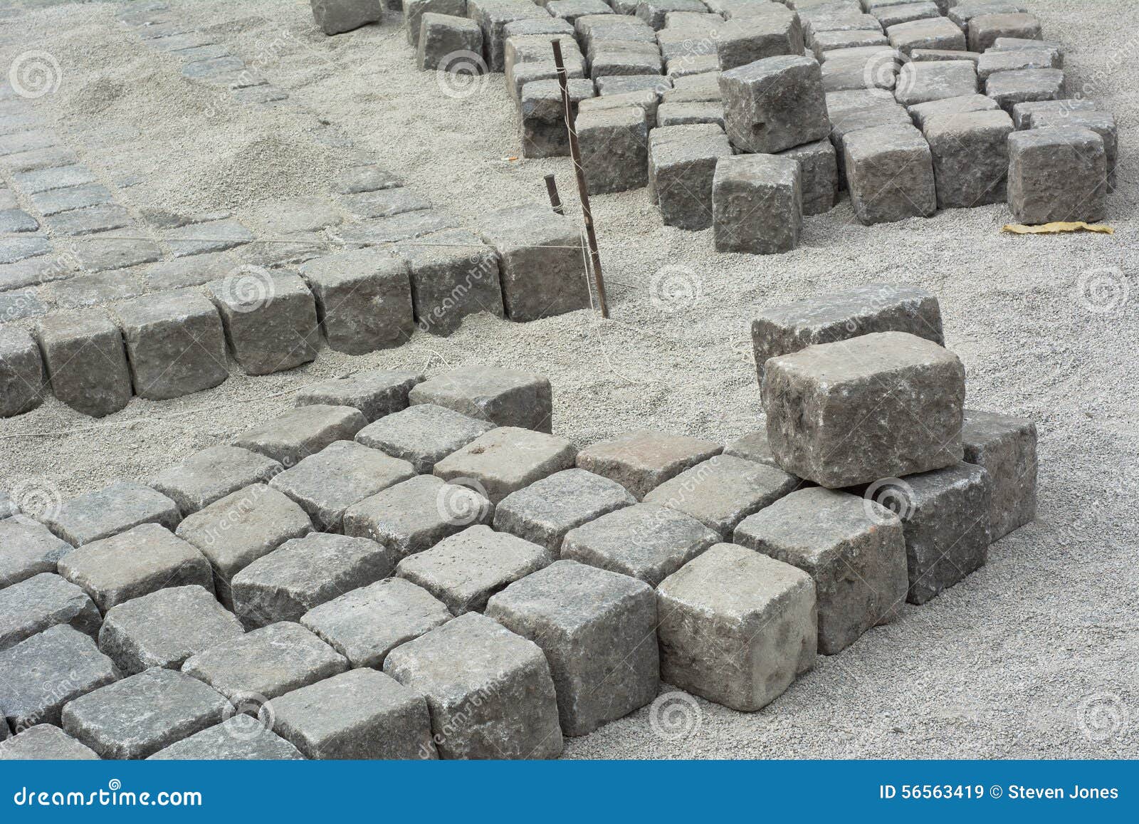 Road Construction with Cobblestone Stock Image - Image of brick ...