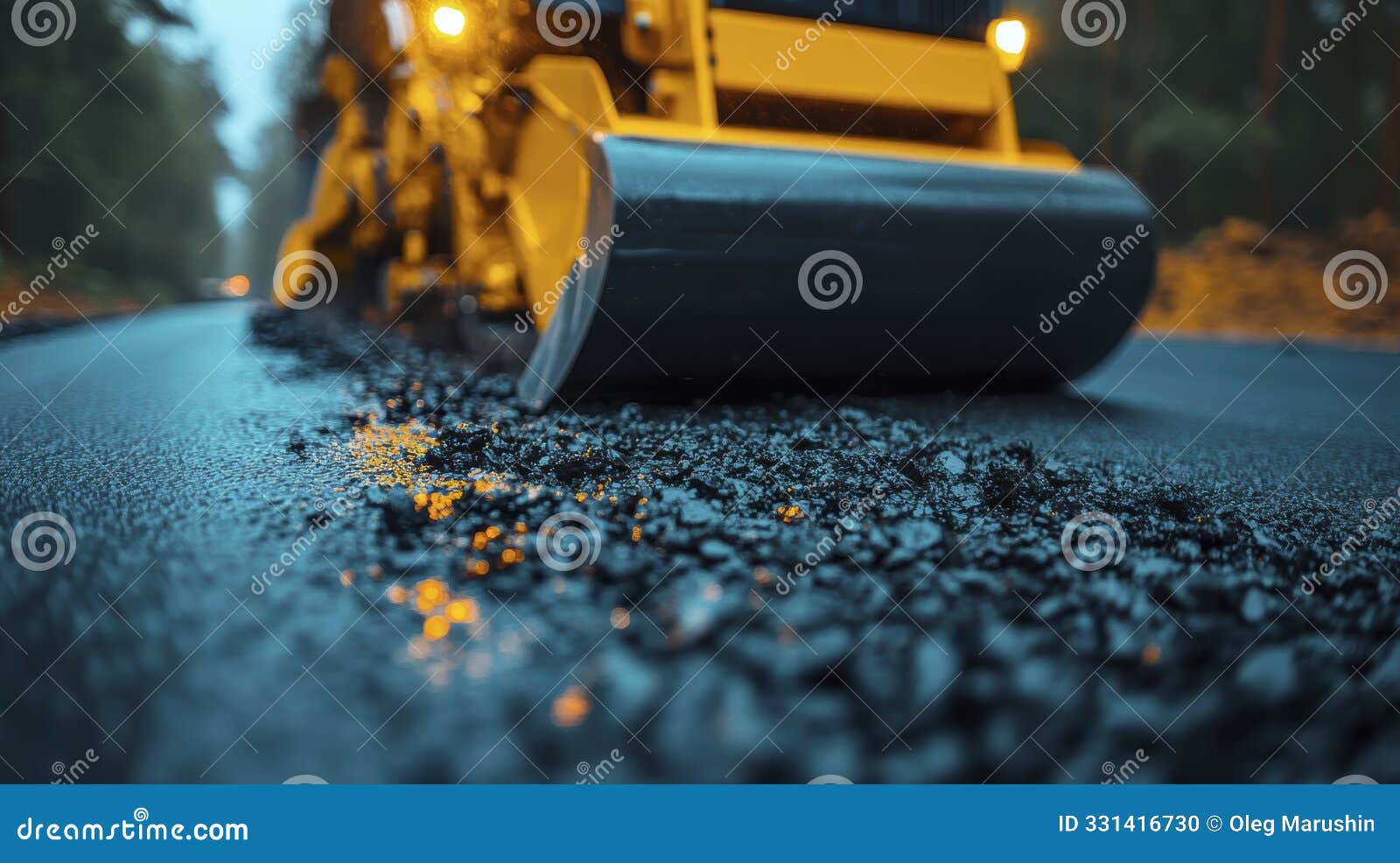 Road Construction Equipment is Working on a Section of Road, Creating ...