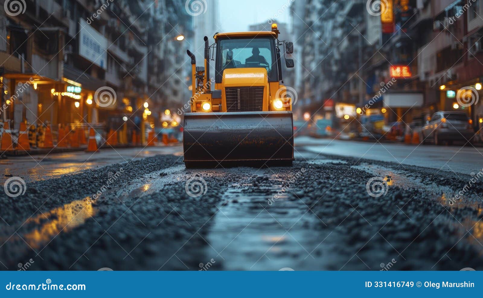 Road Construction Equipment is Working on a Section of Road, Creating ...