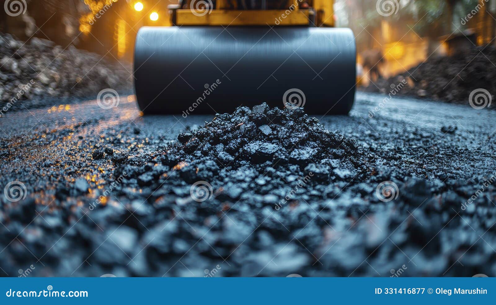 Road Construction Equipment is Working on a Section of Road, Creating ...