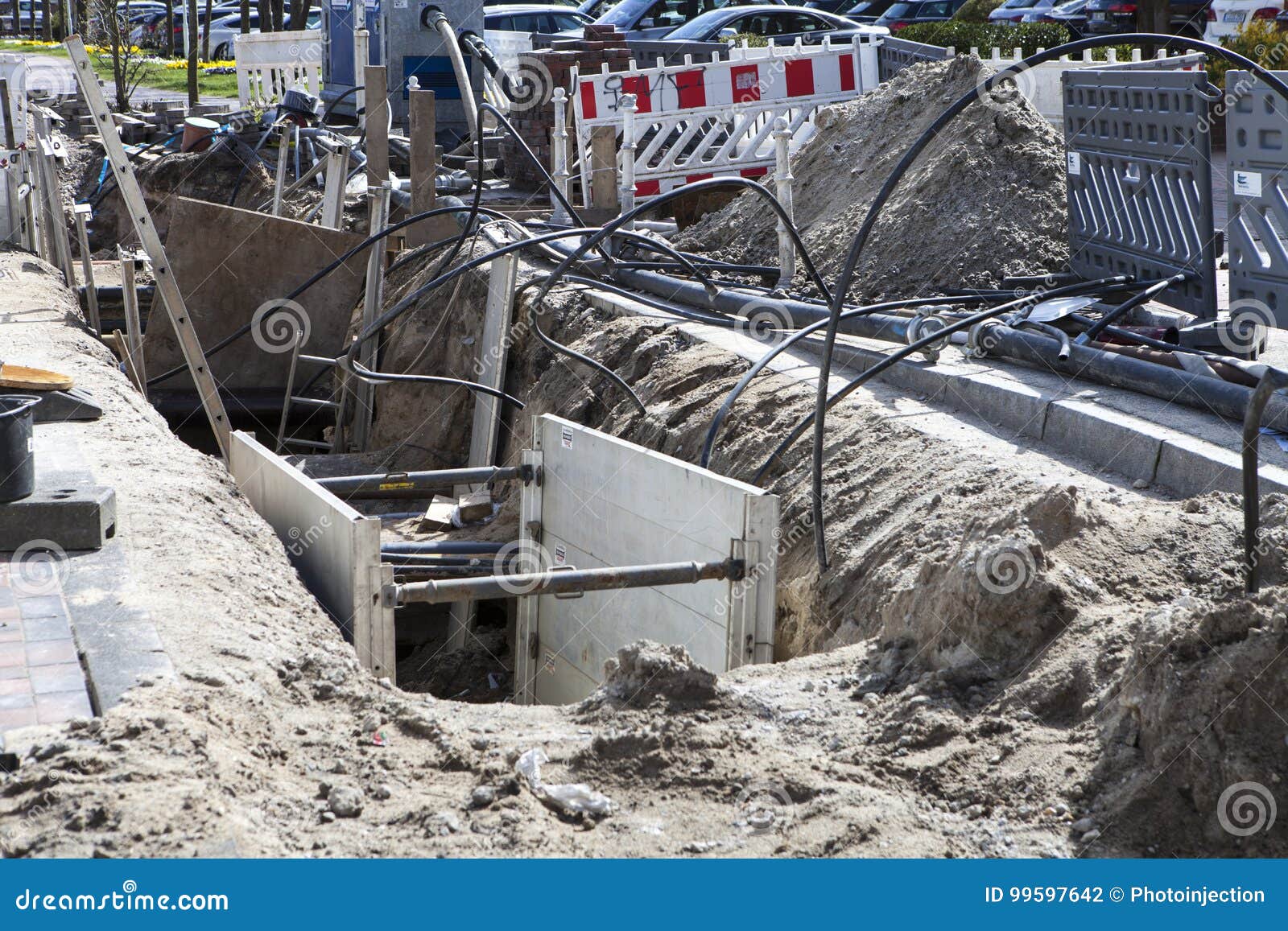 Road Construction in Germany Stock Photo - Image of concrete, hole ...